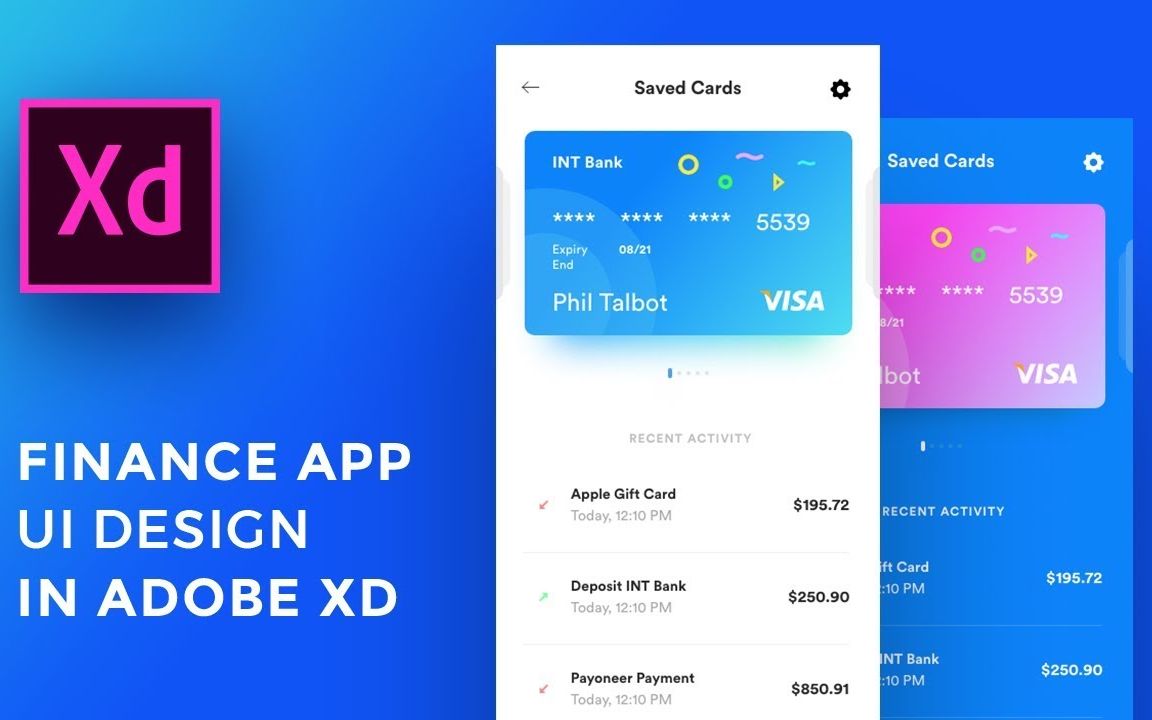 设计财务应用程序用户界面 UI界面设计 Adobe Xd for iPhone Xs-...