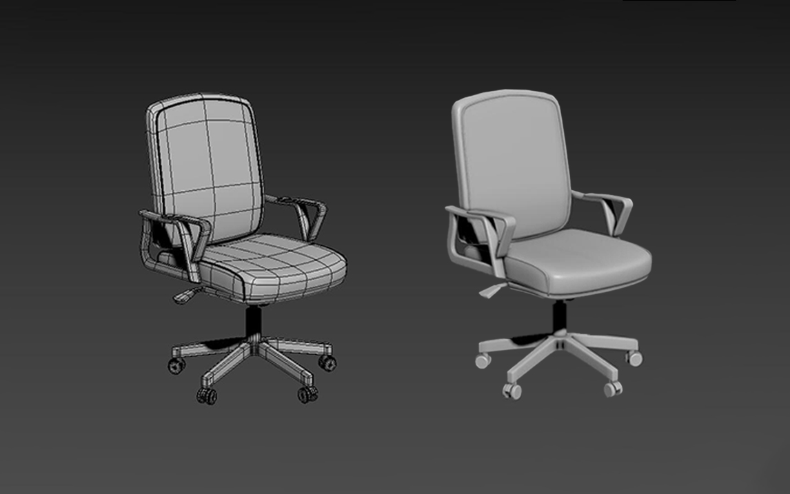 【3DMAX】公司办公椅模型制作教程,零基础场景道具建模教学