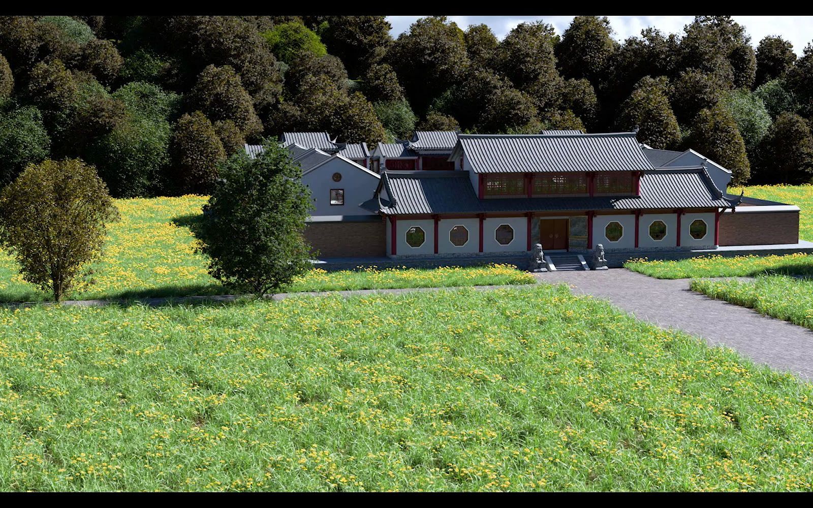 古建筑三维动画展示,blender全流程制作