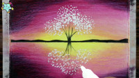 油画棒手绘风景画,绘制神奇的树木景观图,一步一步详细过程