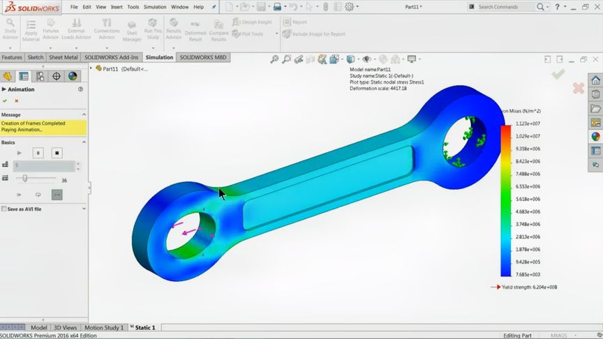 Solidworks Simulacionl连杆受力模拟教程