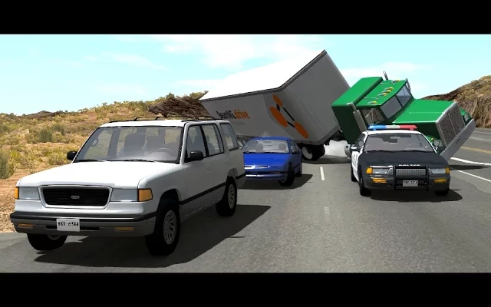 【BeamNG】高速上连环追尾模拟