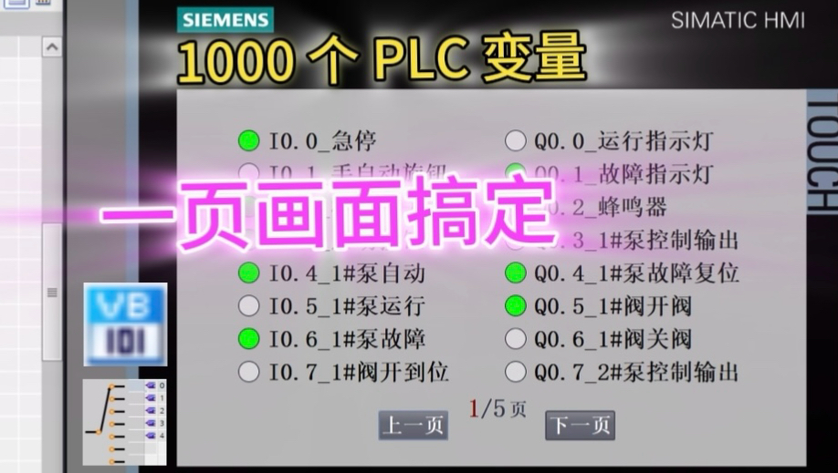 1000个DI、DO变量,只需一页触摸屏画面!VB脚本好用