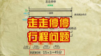 五年级应用题:“走走停停”的行程问题,抓住题目的关键点,题就会变的...