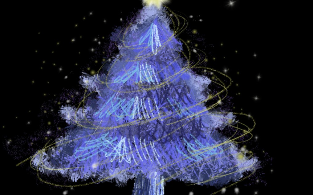 【画世界Pro Merry christmas】新手第一次尝试画蓝色圣诞树