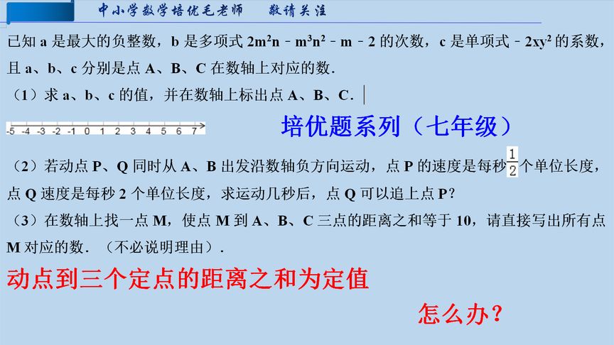 培优题系列(七年级)动点到三个定点的距离之和为定值,怎么办?
