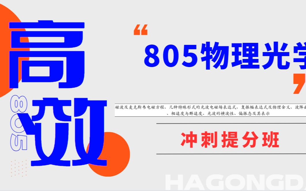 24哈工大备考|805物理光学冲刺知识点专题强化班试听课-1 【光电磁...