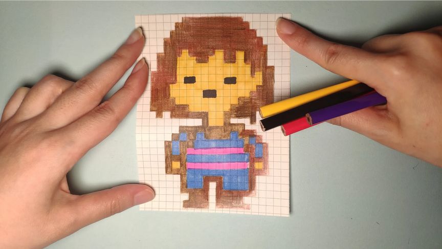 像素简笔画:用格子纸手绘Frisk