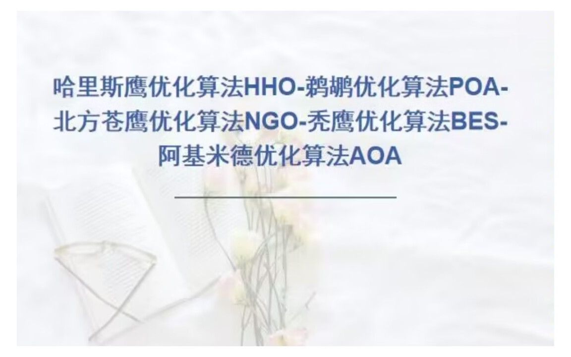 哈里斯鹰优化算法HHO-鹈鹕优化算法POA-北方苍鹰优化算法NGO-...