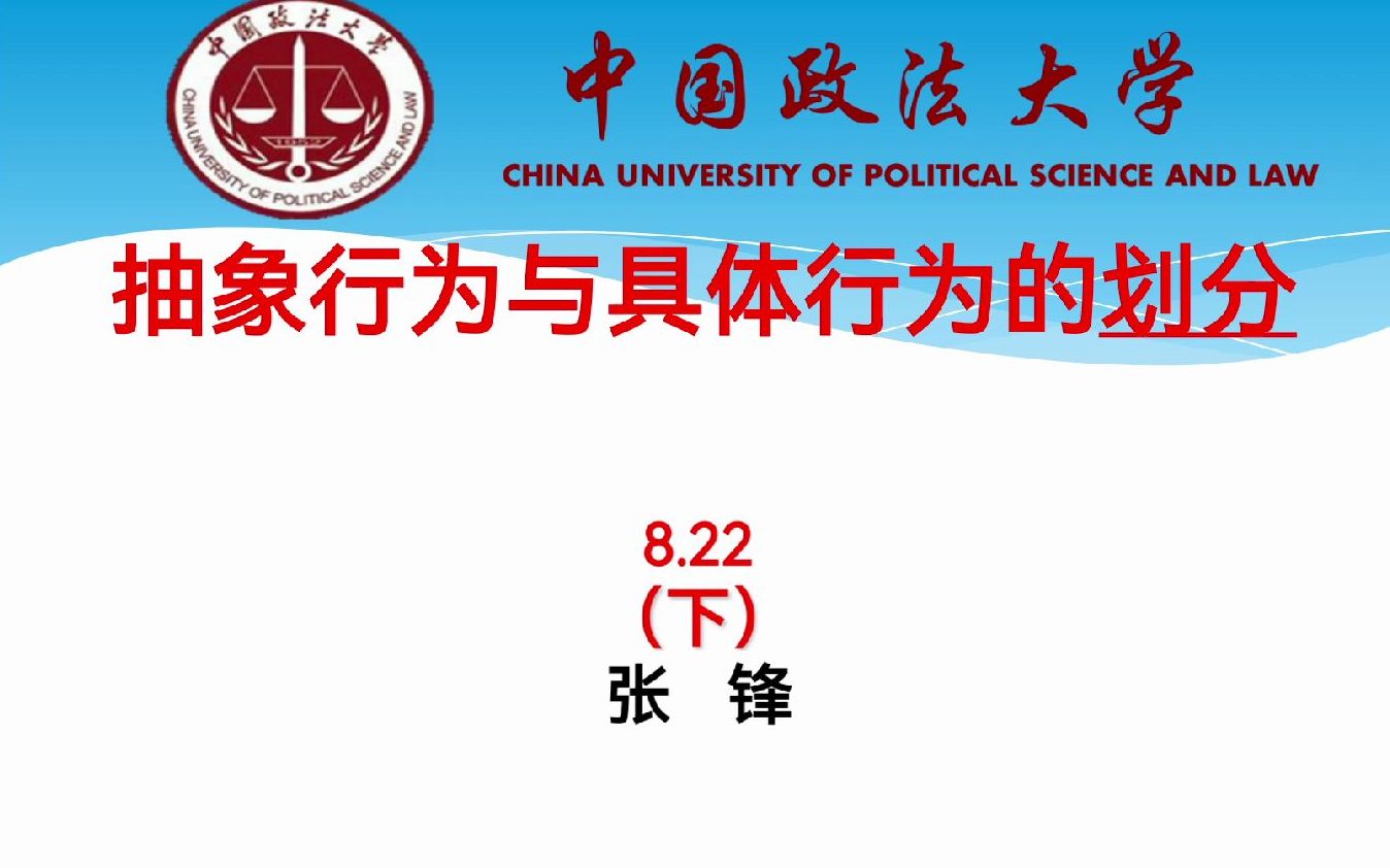 【讲座】张锋教授《抽象行为与具体行为的划分》(下)