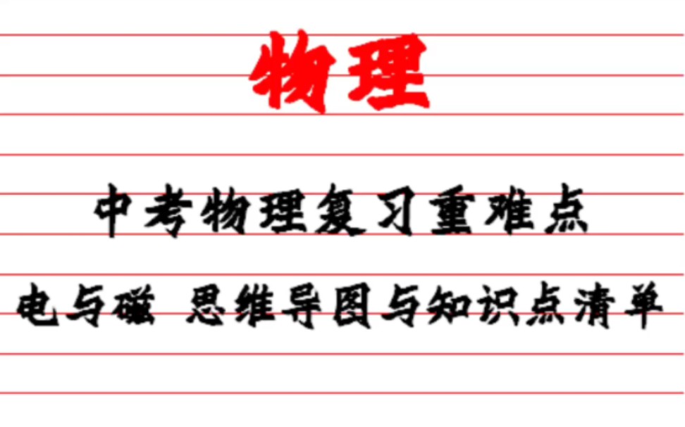 中考物理重难点:电与磁思维导图与知识点清单。
