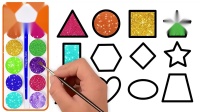 幼儿简笔画,涂画正方形,长方形,三角形,圆形等