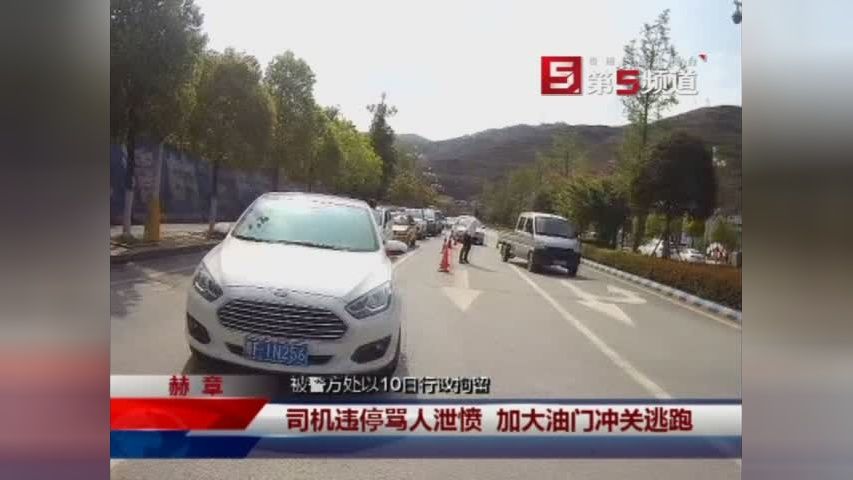 不爽后车按喇叭,男子违停下车骂人,还冲关骂交警