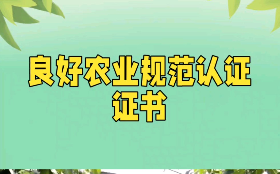 什么是良好农业规范认证证书?