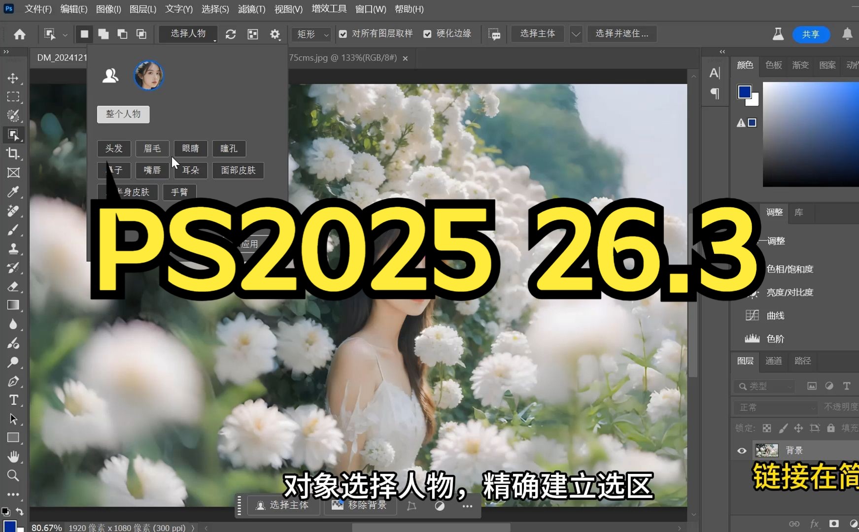 极光PS2025 26.3免费分享,含对象选择人物,Phopshop2025参数滤波器...