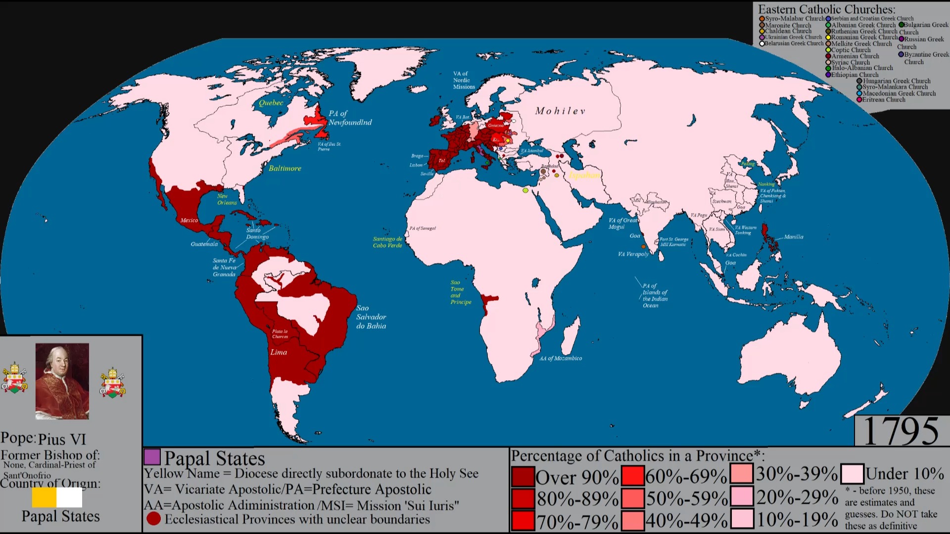 历史上天主教会在世界上的分布变化