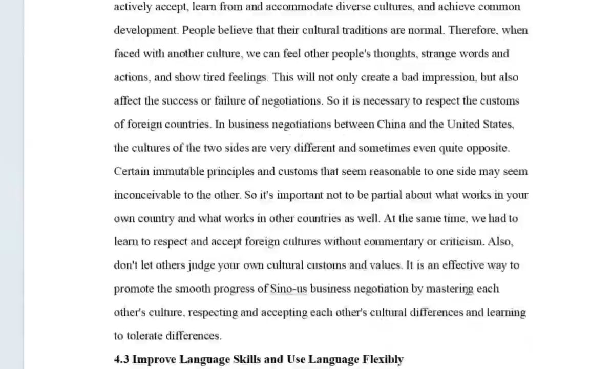 浅谈中美商务谈判中的文化差异及对策商务英语优秀毕业论文范文...