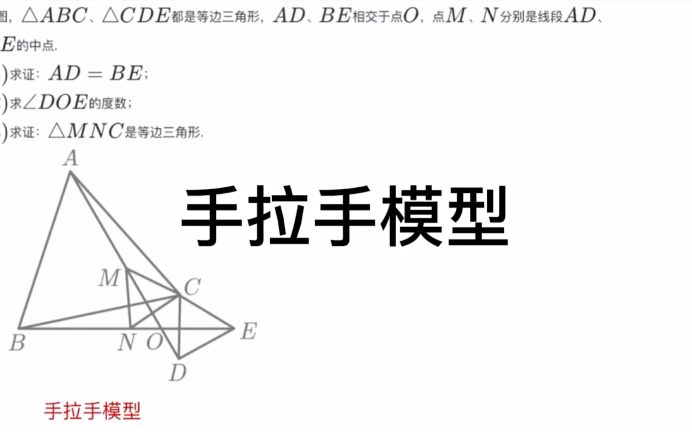 初中数学八年级上:全等三角形:手拉手模型