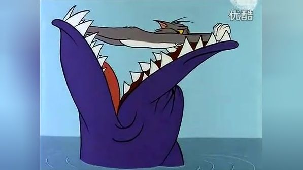 猫和老鼠之汤姆和老鼠杰瑞之间的斗争不断,竟然斗到鲨鱼的嘴里