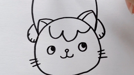 超简单的小猫咪画法,跟着画才知道原来画画那么简单呢