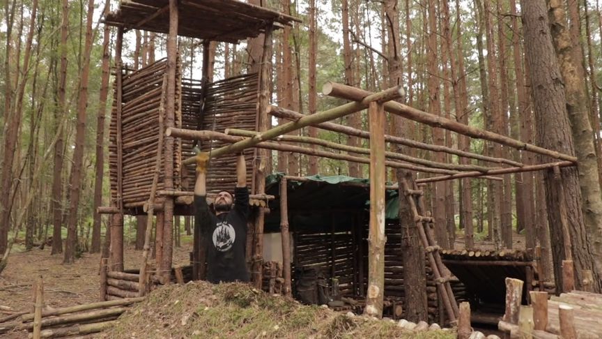 丛林生存营地建设系列「15」木框架屋面结构(超级遮蔽处)