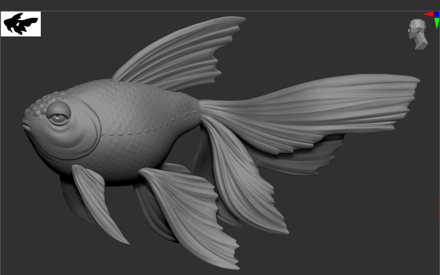 【zbrush动物建模基础教程】金鱼雕刻(zbrush入门操作)从球开始教你,...