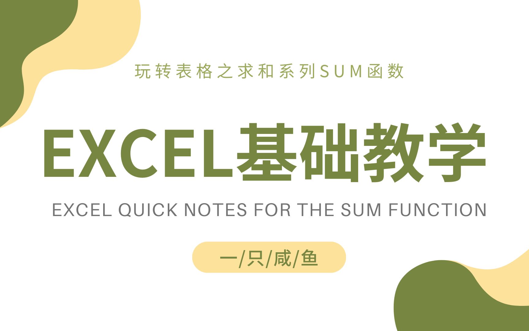 Excel零基础入门进阶到函数 | Excel自学教程从小白到高手入门起步超...
