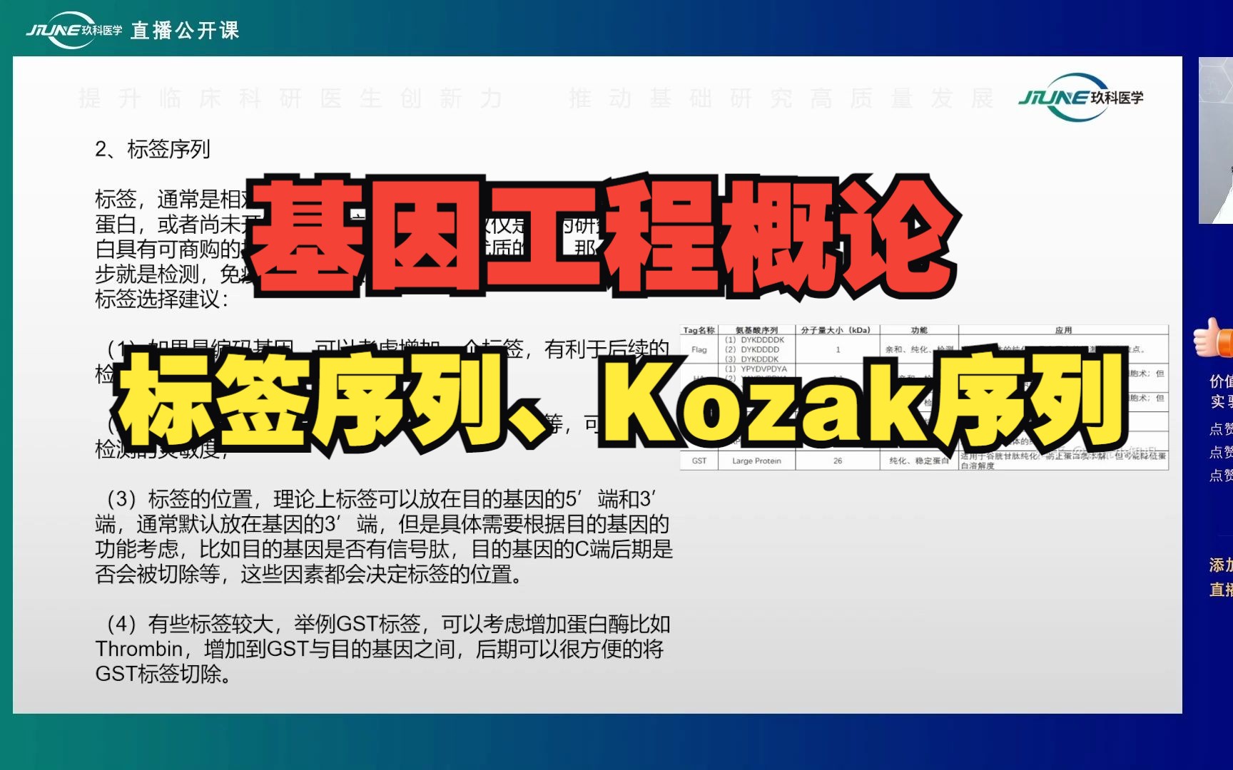 《基因工程概论》第3节:标签序列、Kozak序列