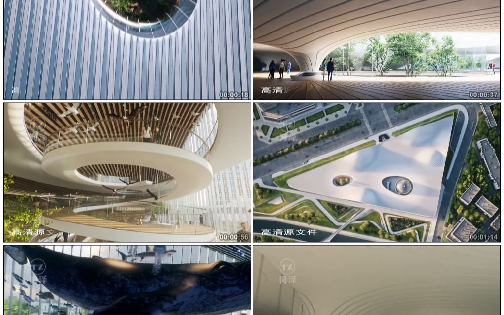 3032397 三维建筑漫游动画博物馆车流设计动画花海园林高清视频素材