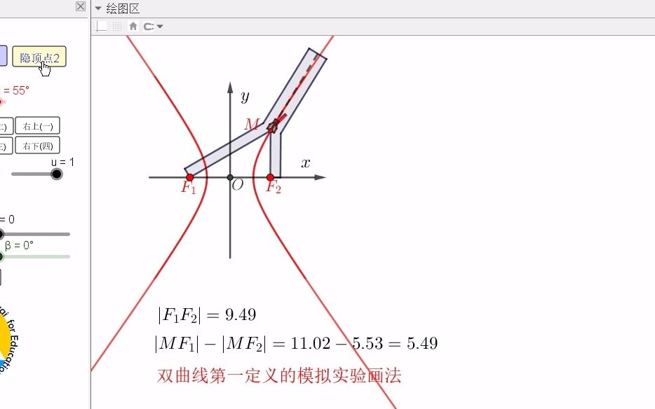双曲线第一定义的模拟实验画法