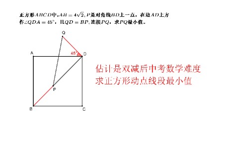 估计是双减后中考数学难度,求正方形动点线段最小值