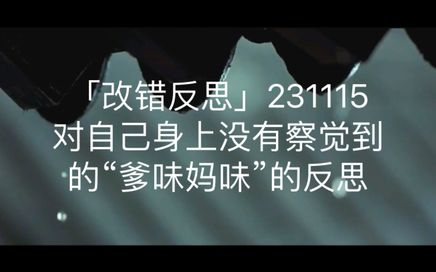 「改错反思」231115对自己身上没有察觉到的“爹味妈味”的反思