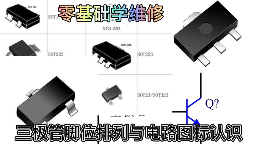 三极管符号认识,三极管封装脚位认识,贴片三极管脚位认识