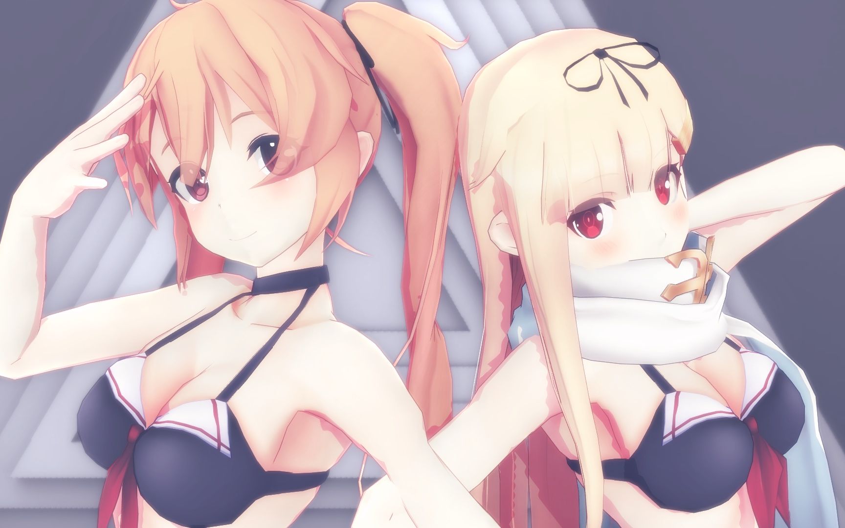 【模型配布】『被害妄想携帯女子(笑)』【夕立&村雨(泳装服)】