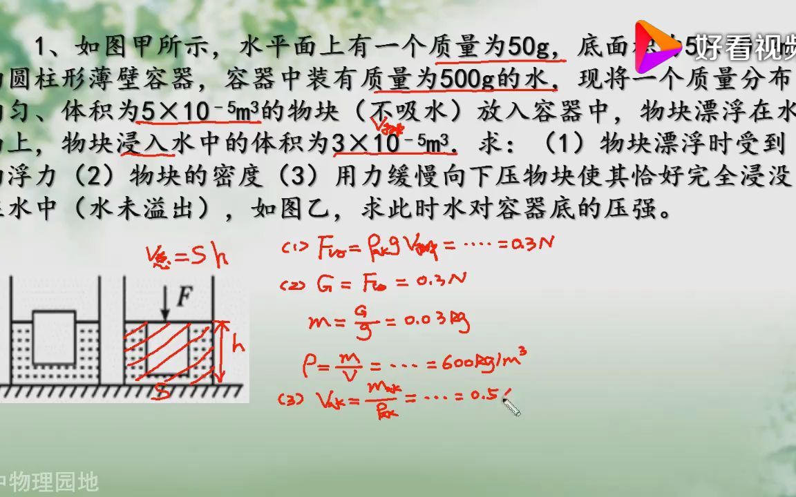 浮力计算题练习解析