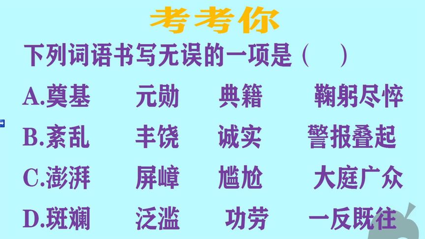 下列词语书写无误的一项是?选对才是真学霸