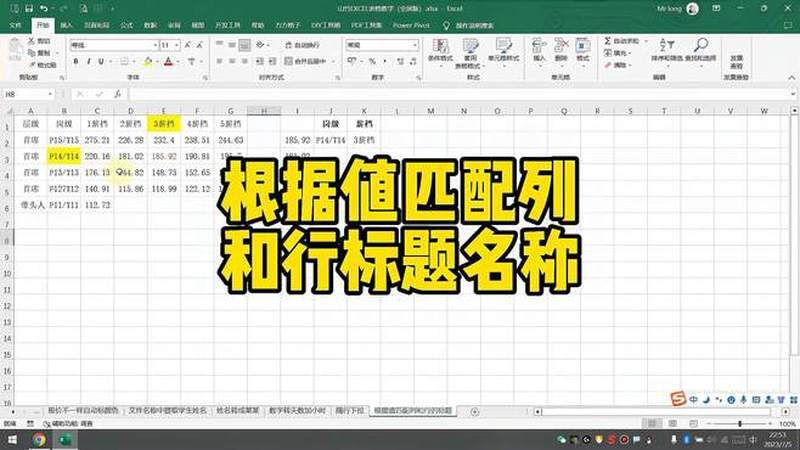 根据值匹配列和行标题名称