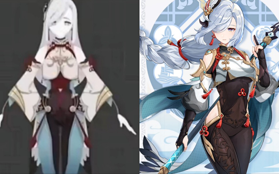 【原神】申鹤早期建模图与立绘前后变化对比_原神