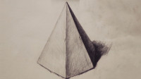 贾琪绘画,几何图形三角锥的素描示范,同样是需要注意它的重点和难点