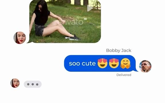 AE模板-手机微信或短信音频消息文字视频讯息聊天表情符号动画制作...