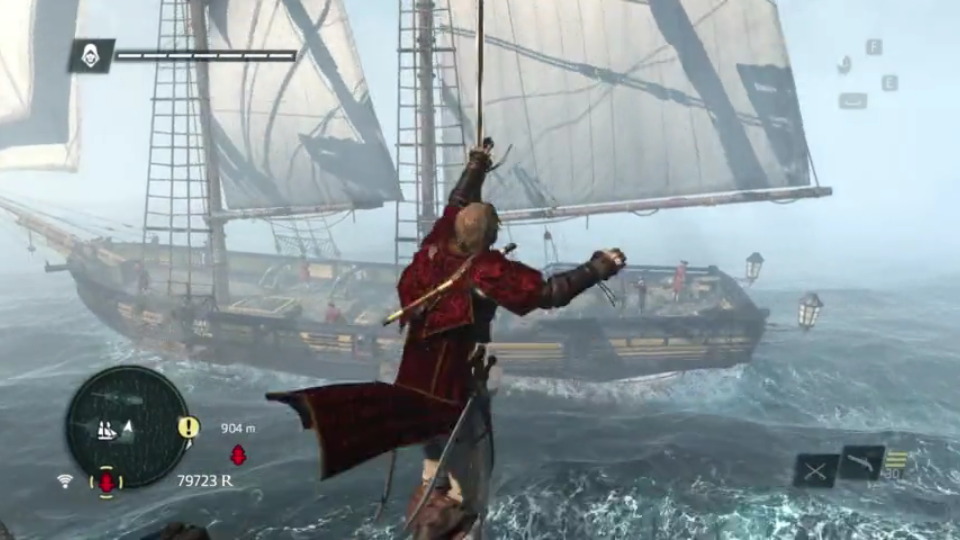 刺客信条黑旗逆天玩法,船长单摸敌舰!-2022-6-18 22:15:38