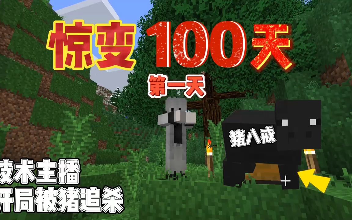 我的世界惊变100天:技术主播开局就被猪追杀!