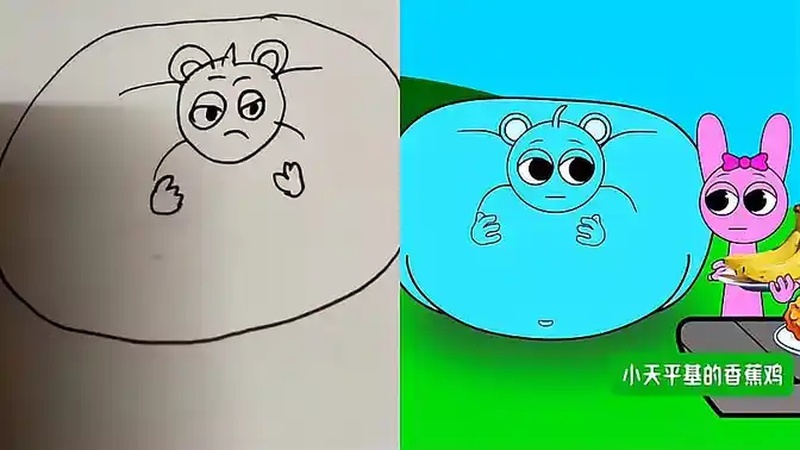 简笔画:小平姬的香蕉鸡