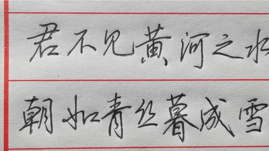 硬笔书法,李白《将进酒》