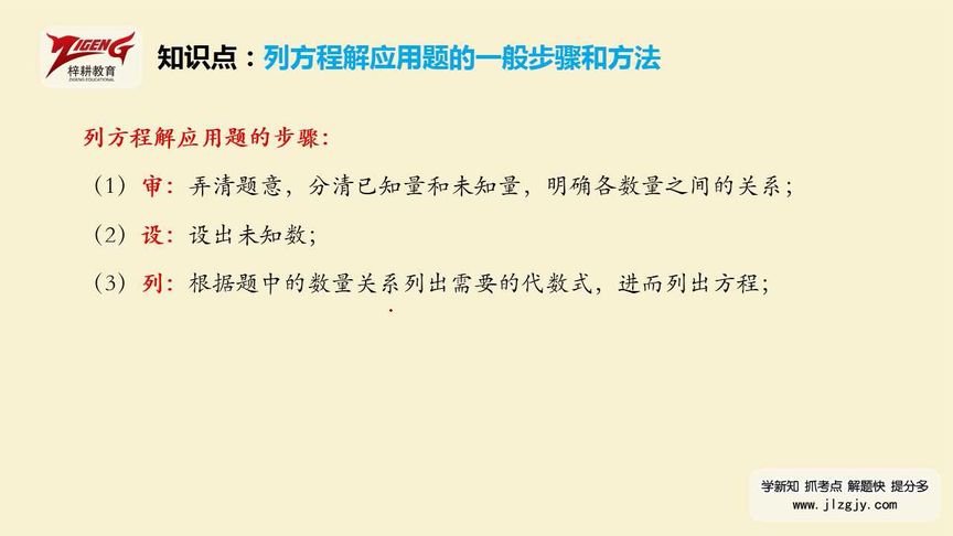 梓耕微课堂·数学·七年级上·10列方程解应用题的一般步骤和方法