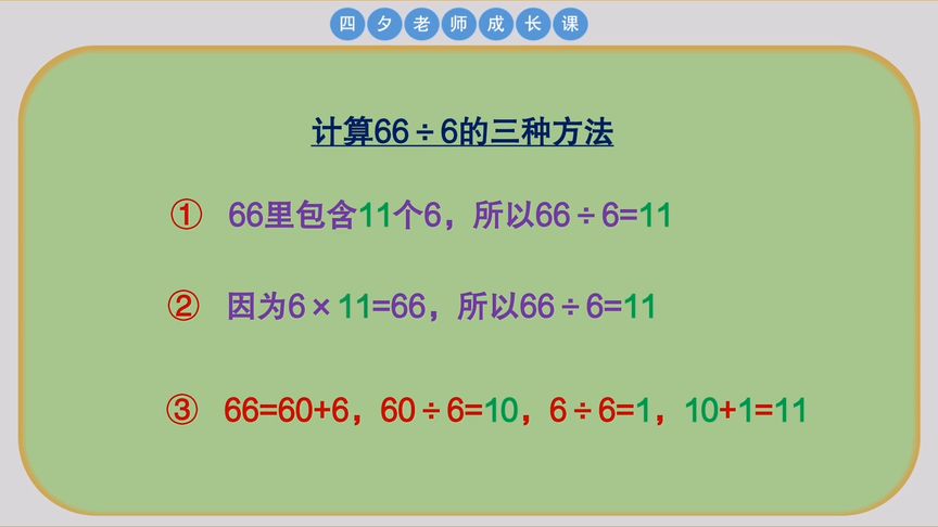 三年级数学:66÷6的三种计算方法