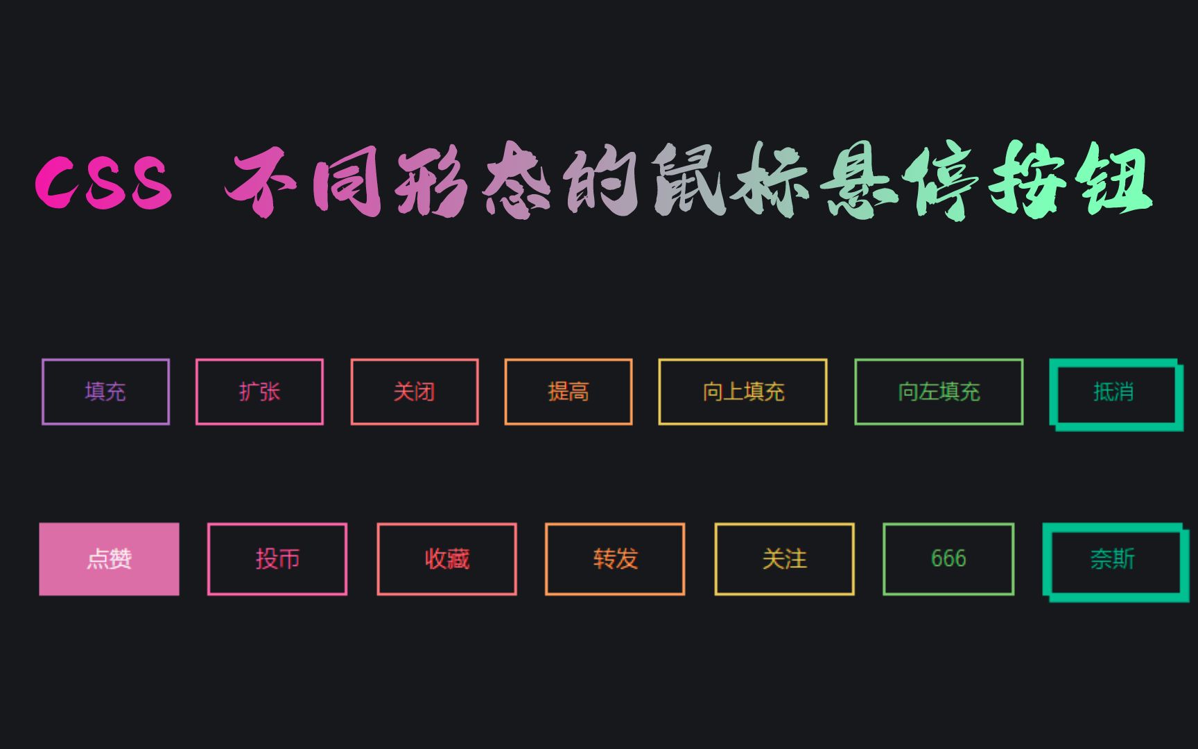 十分钟教你保姆级使用CSS制作不同形态的鼠标悬停按钮!有注释看着...