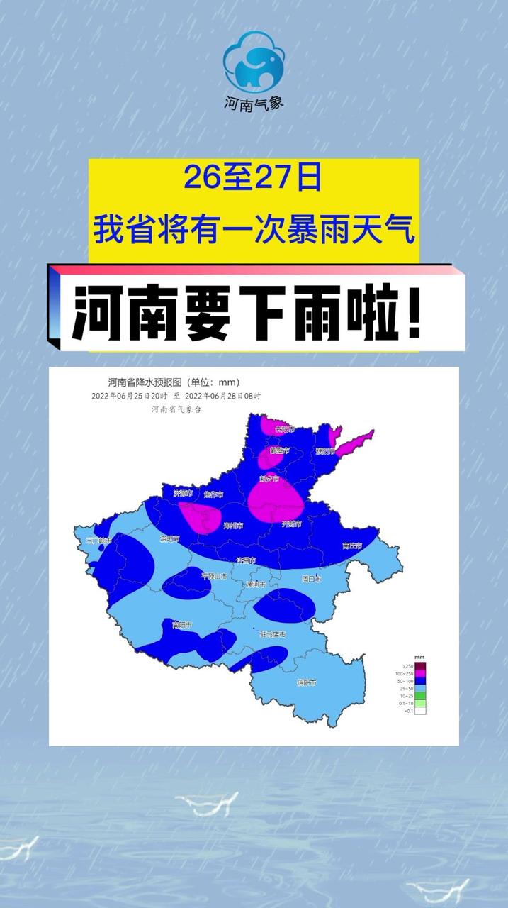 #河南要下雨了 26-27日,我省将有一次#暴雨 天气过程!对缓解高温干旱...