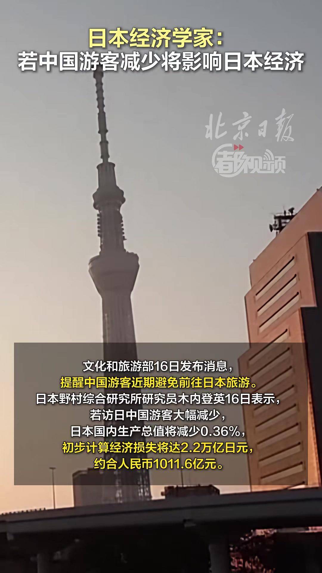 ...若访日中国游客大幅减少,日本国内生产总值将减少0.36%,初步计算...