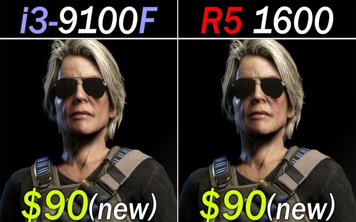 i3-9100F vs R5 1600 CPU游戏性能测试对比(显卡为GTX 1660Ti) 1080...